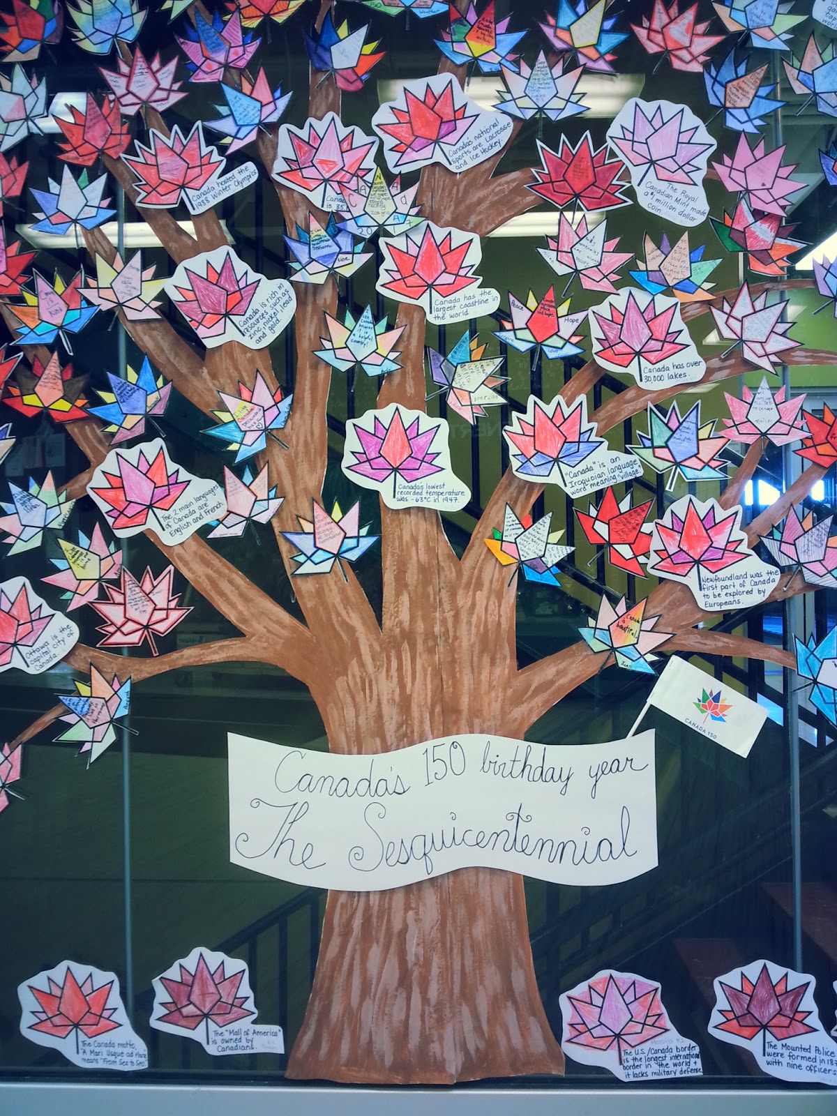 a faithful attempt: Canada 150 Whole School Maple Leaf & Tree Display