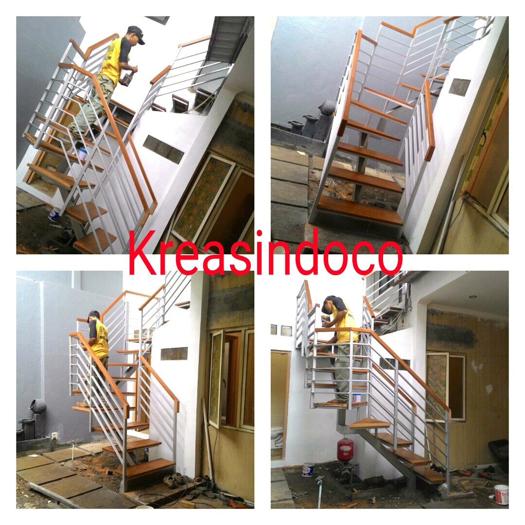 Pemasangan Tangga Besi Trap Kayu di Ciawi Rancamaya Rumah Bu Irma