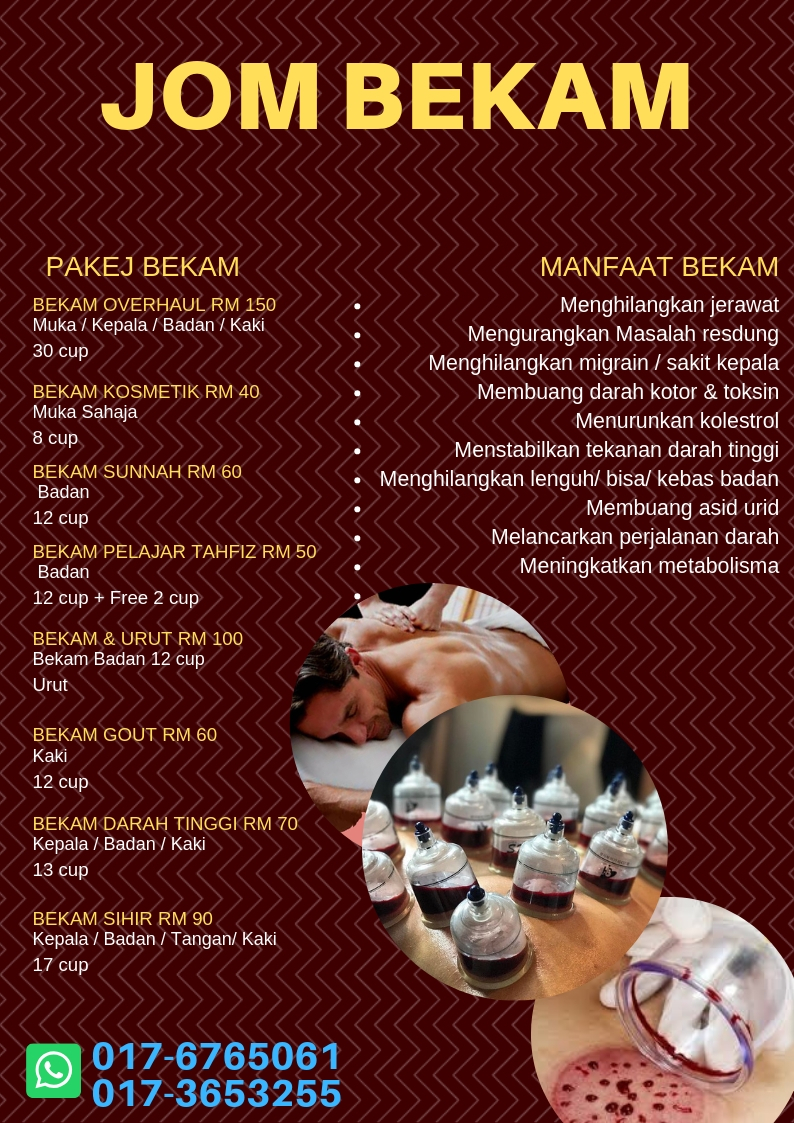 BEKAM, URUT LELAKI DAN WANITA, RUQYAH, KE RUMAH ANDA: BEKAM SUNNAH