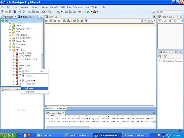 How To Register Oracle Database Xe With Oracle Jdeveloper And Edit Unblock The Users