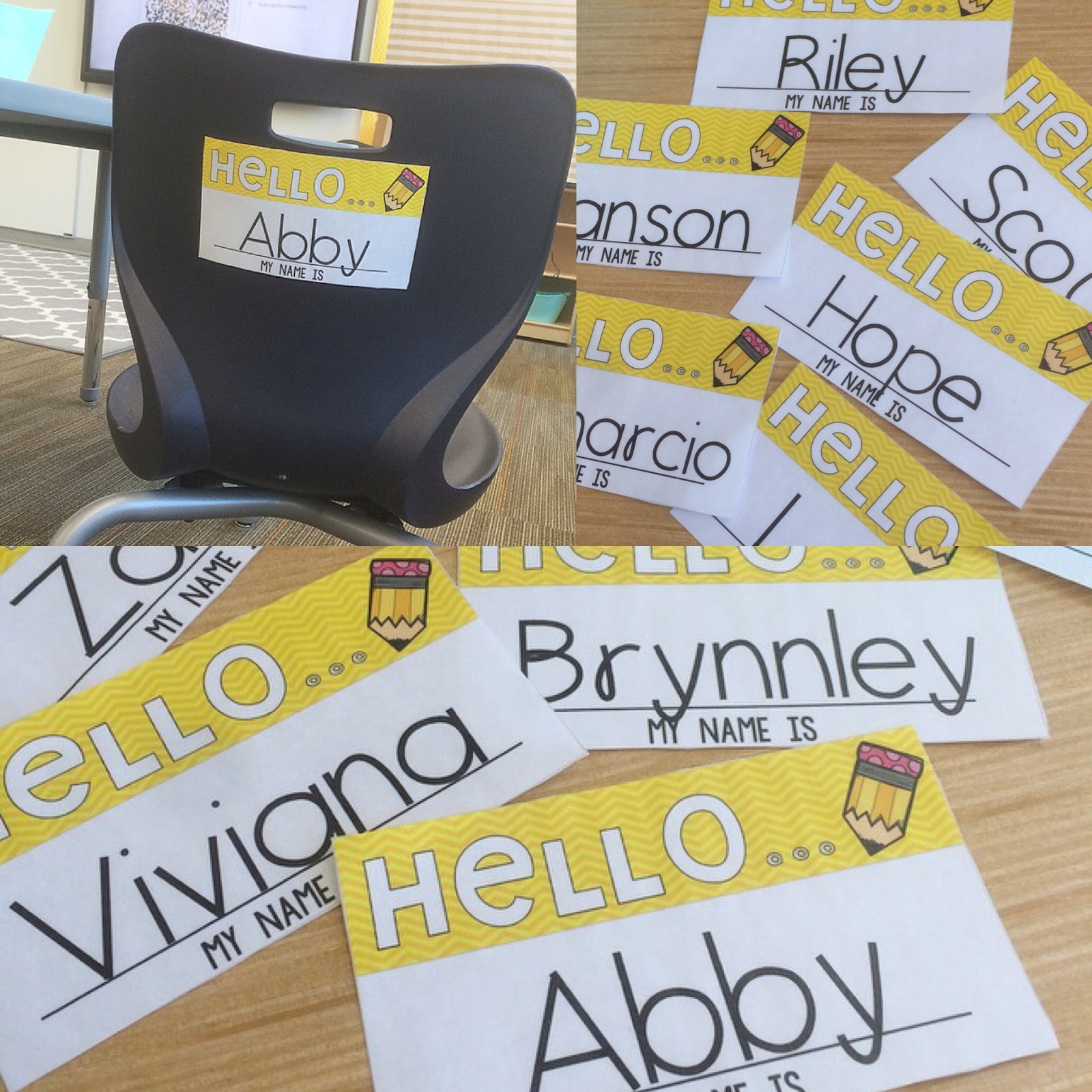 Name Tags for Student Chairs | Falling into First