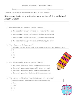 Collaboration Cuties: Grammar Linky- Mentor Sentences