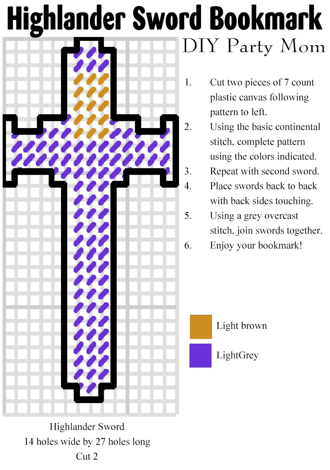 DIY Party Mom: Plastic Canvas Highlander Sword Bookmark