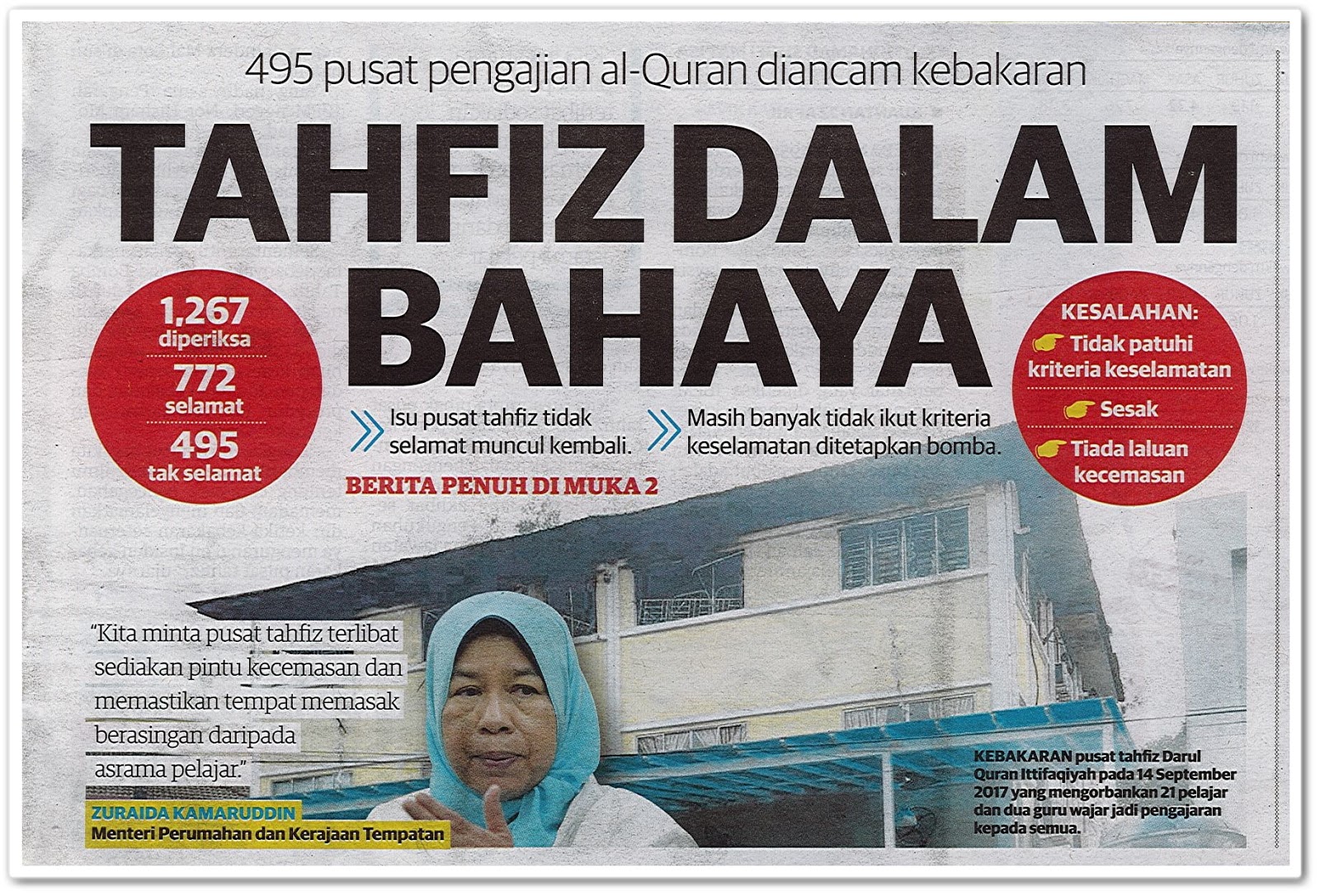 Tahfiz dalam bahaya - Keratan akhbar Utusan Malaysia 23 April 2019 ...