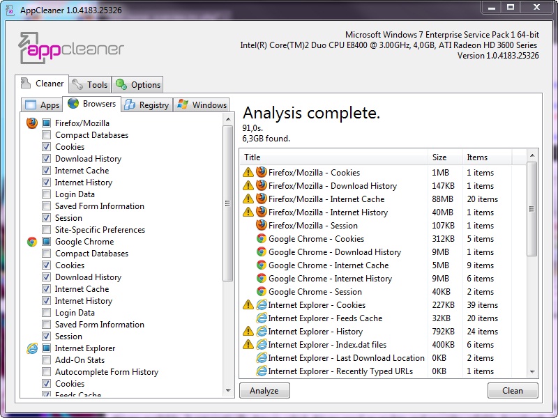 Recursos y utilidades de Internet: Limpiar y optimizar el sistema ...