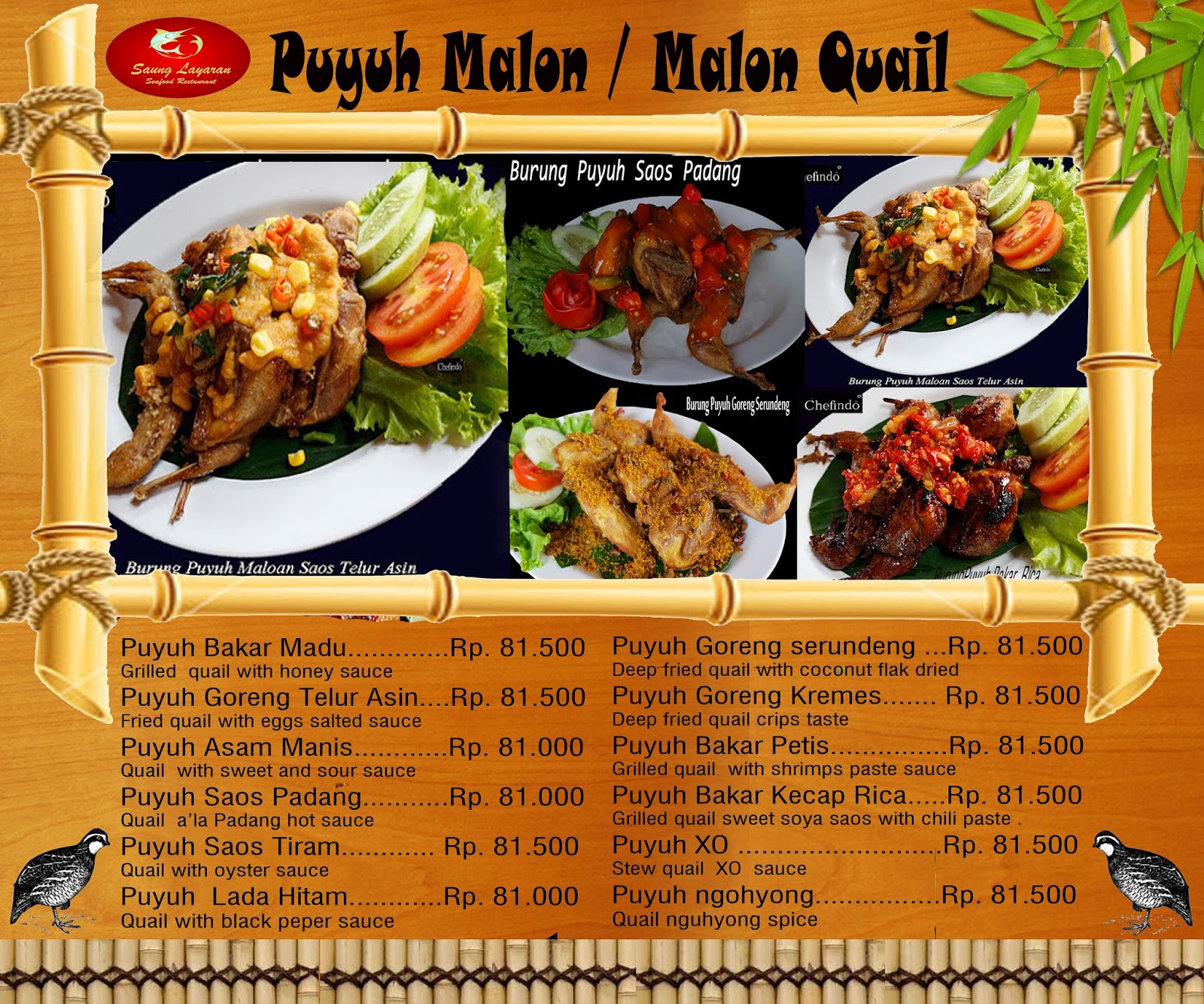 Saung Layaran: Menu Ala'Carte