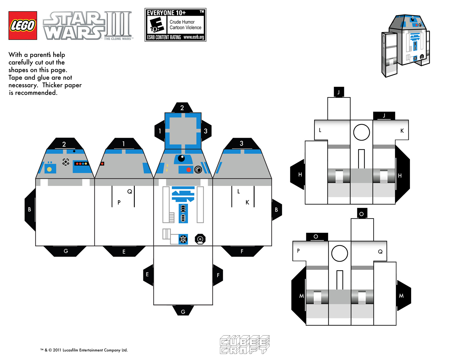 Paper Shock: R2-D2 Lego Star Wars by Cubeecraft