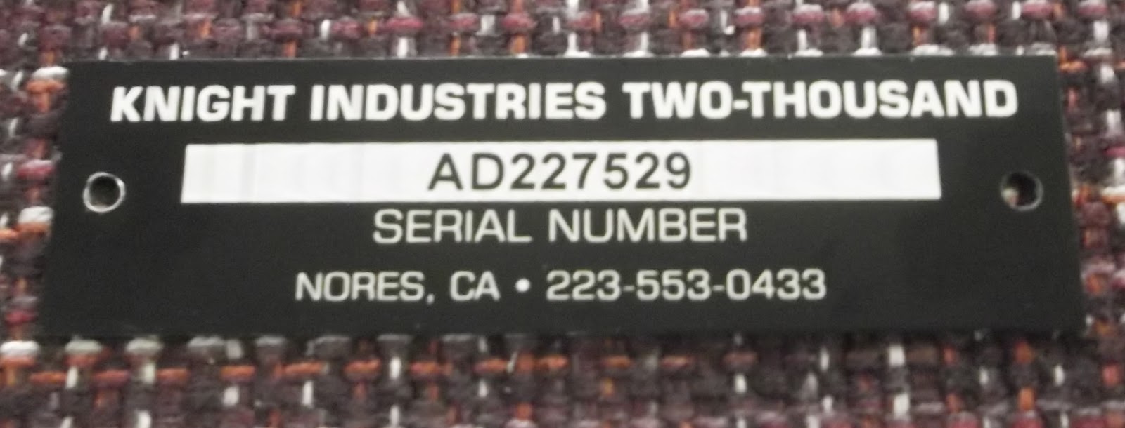 KITT83: KITT Serial Number & ID Plate