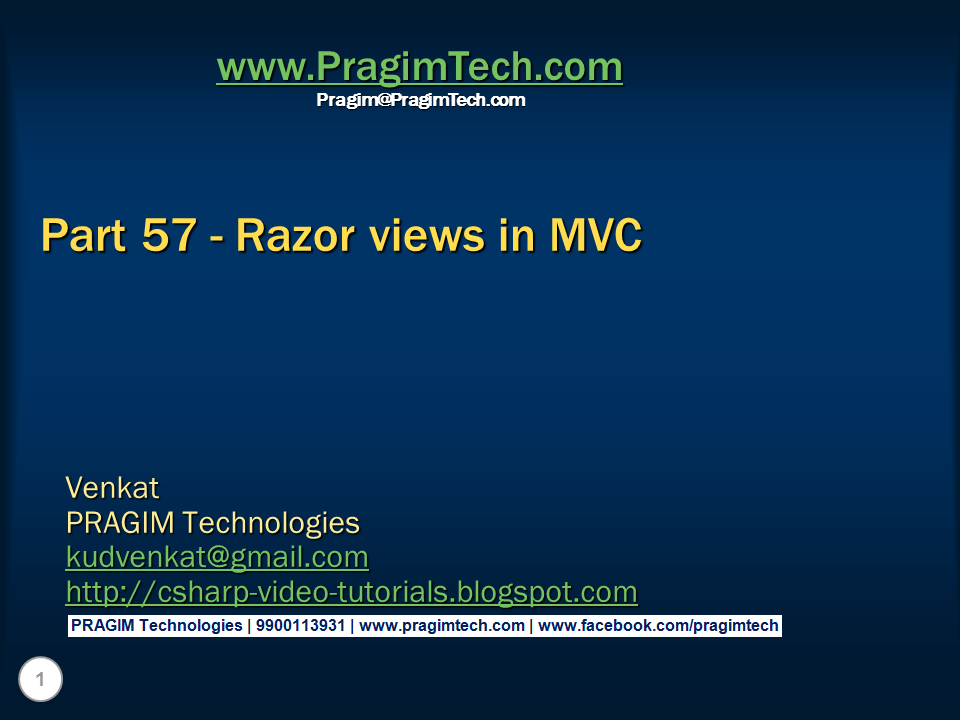 Sql Server Net And C Video Tutorial Part 57 Razor Views In Mvc