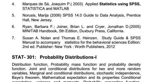 Course Outline for BS Statistics 5th Semester BZU Multan - Govt Emerson ...