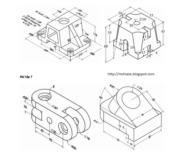 Bài tập vẽ 3d - autocad,inventer,solidwork... ~ MECHIASE24