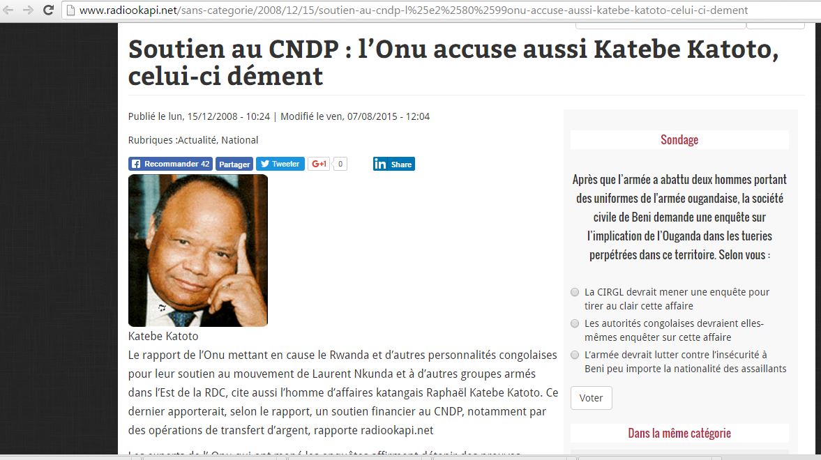 Soutien au CNDP : l’Onu accuse aussi Katebe Katoto, celui-ci dément ...