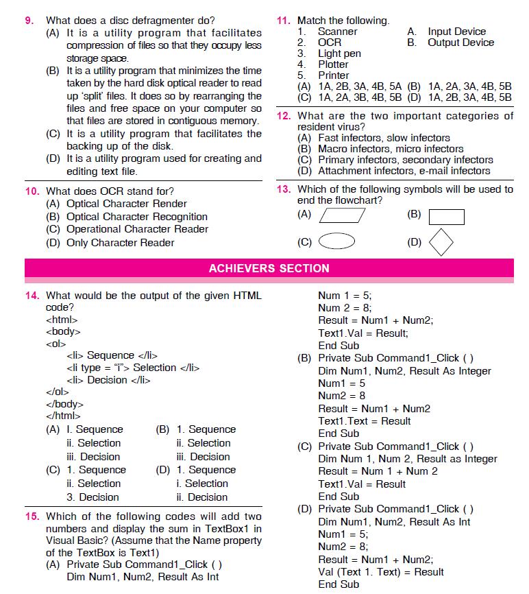 E-Tech Learning at MAPS: NCO- 2018 Practice worksheet (CLASS- 7)
