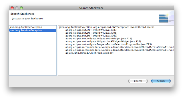 Eclipse Code Recommenders: Oh Stacktrace, My Stacktrace...