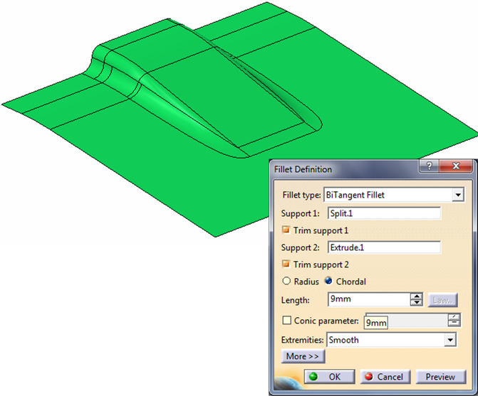 CATIA V5: Chordal Fillet