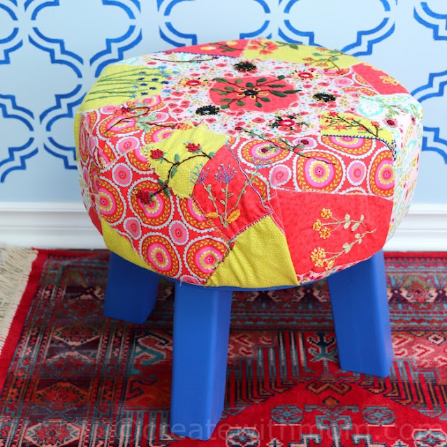 Create With Mom: DIY Embroidery Top Wooden Stool