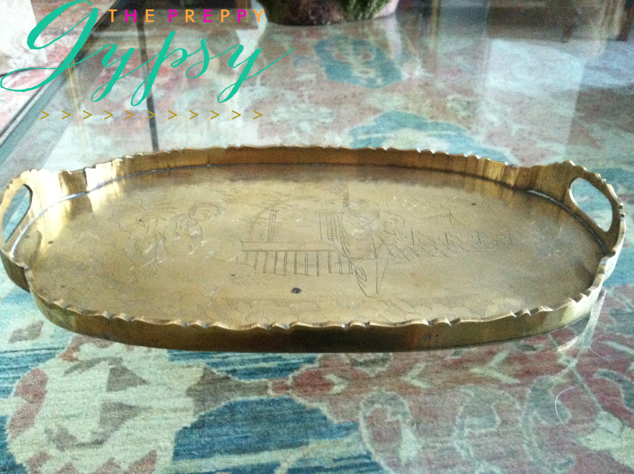 The Preppy Gypsy: For Sale~ Asian-Inspired Patina Brass Tray