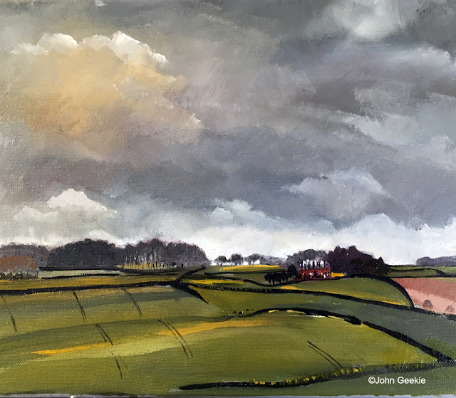 John Geekie Art: East Yorkshire Wolds looking towards Holmedale Farm.