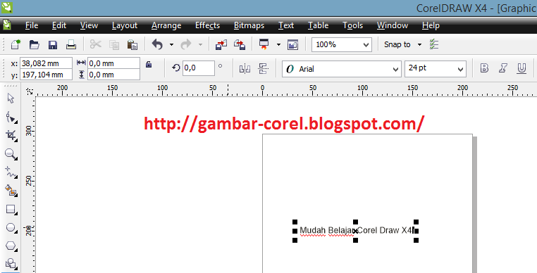 Membuat Teks dengan Text Tool Coreldraw X4 - Belajar Corel Draw