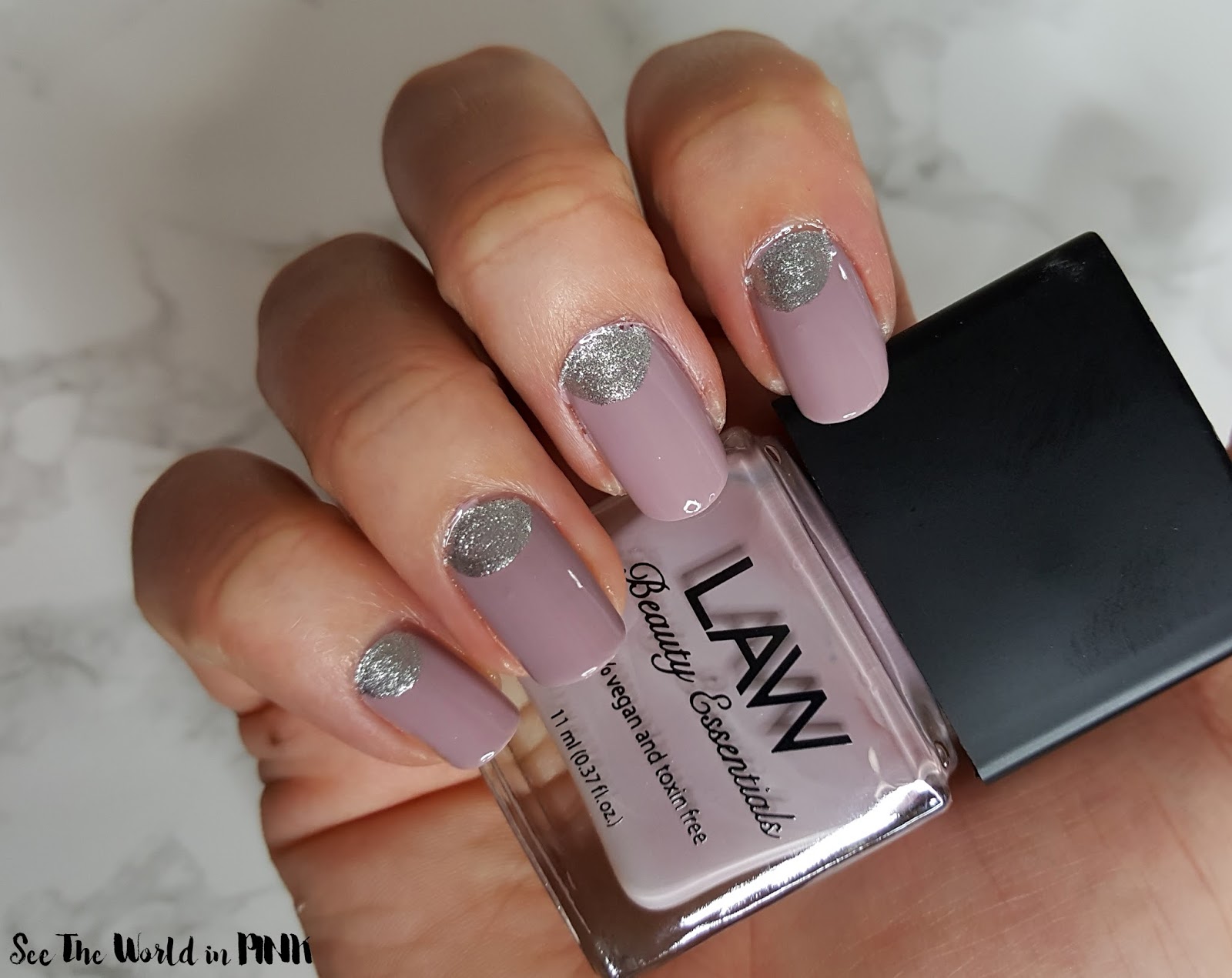 Manicure Tuesday - Glitter Half Moon Manicure | See the World in PINK