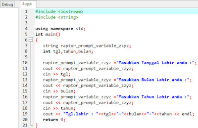 Contoh program c++ dan raptor tentang tanggal, bulan dan tahun ...