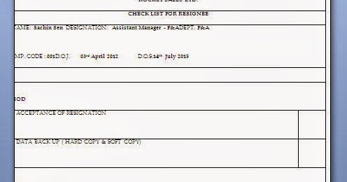 Employee Exit Clearance Checklist Format in Word