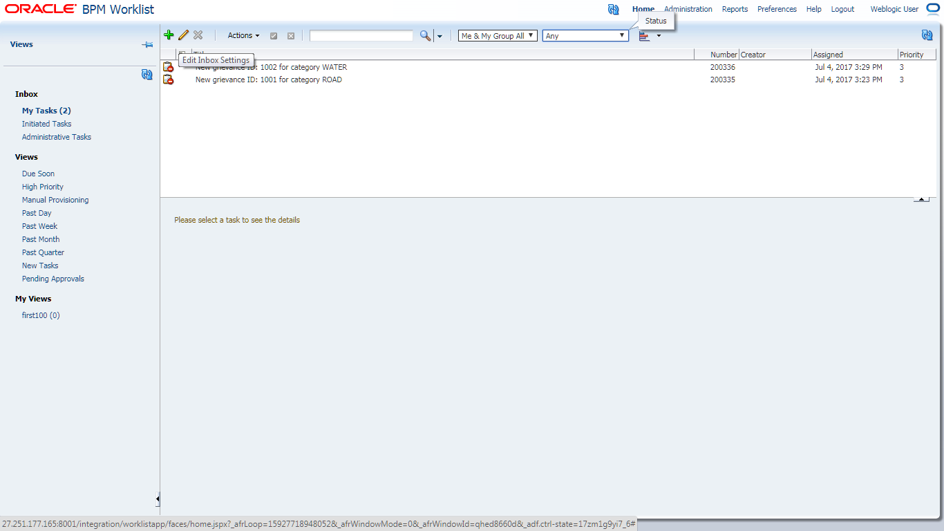Oracle BPM - Creating views for workspace/worklist