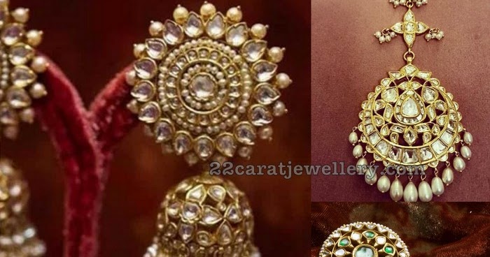 Polki Jhumkas Large Maang Tikka - Jewellery Designs