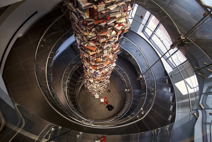 A Bit Bookish: Three Story Tower of Books