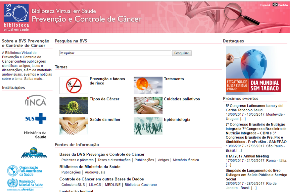 ePORTUGUÊSe: Biblioteca Virtual em Saúde: Prevenção e Controle de Câncer