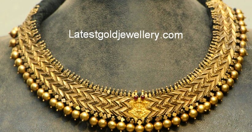 Dull Finish Antique Gold Choker | Latest Gold Jewellery Designs