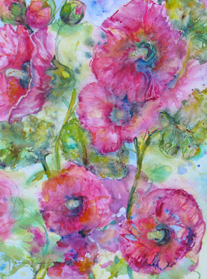 Daily Painters Abstract Gallery: "Hollyhocks in Bloom" Original ...
