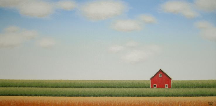 Reflections of a Country Landscape Artist: Large Original Abstract Red ...