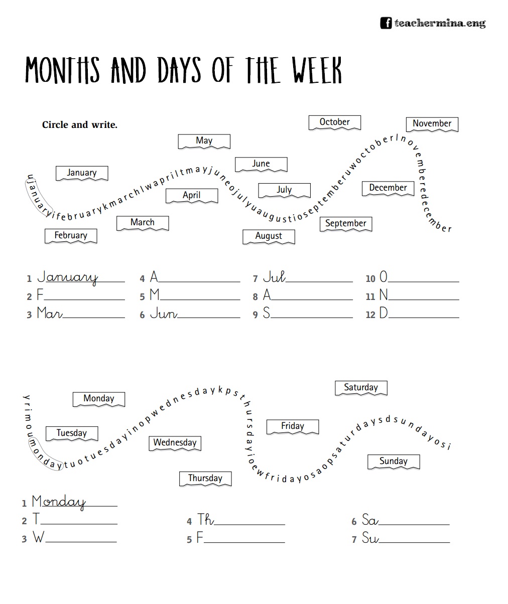 Teachermina: [activity] months and days of the week