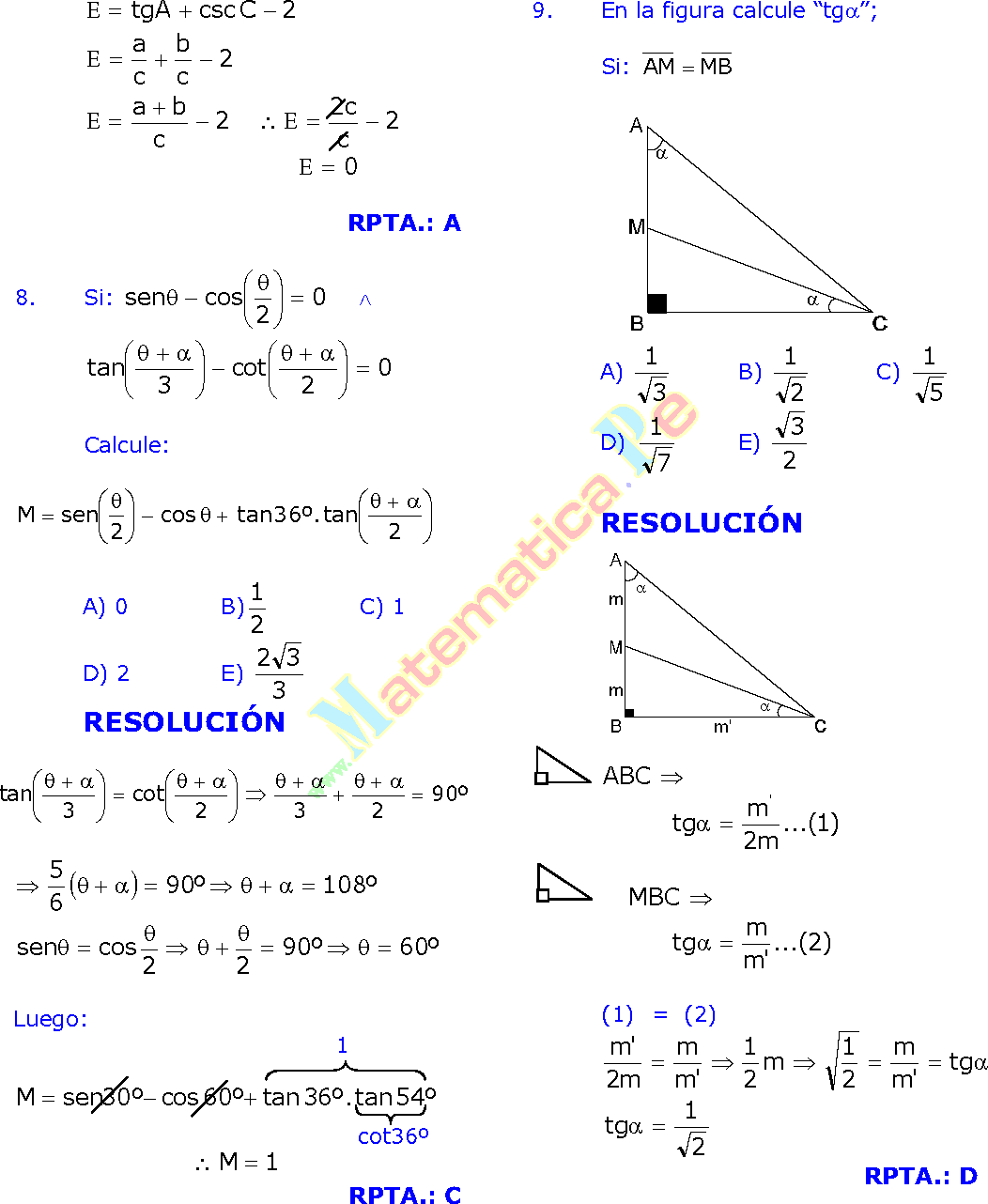 RAZONES TRIGONOMÉTRICAS PROBLEMAS RESUELTOS DE TRIGONOMETRÍA ...