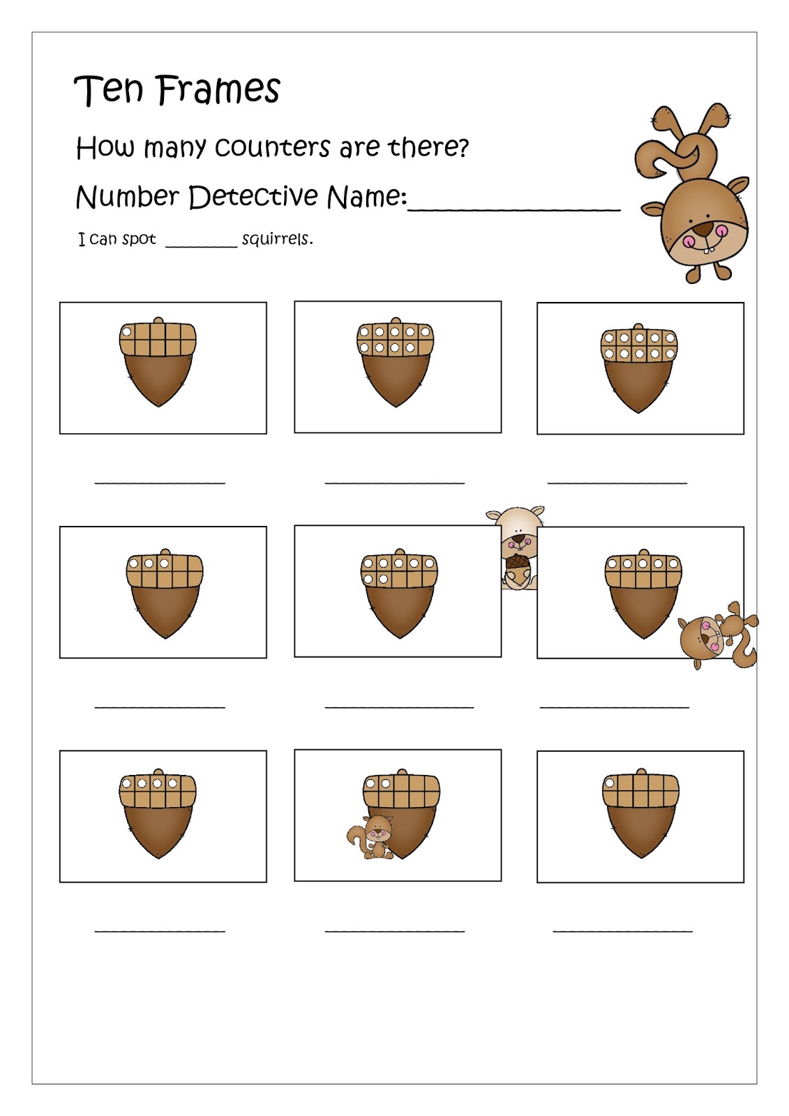 The Best of Teacher Entrepreneurs III: Ten & Double Ten Frames Squirrel ...