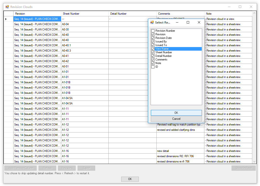 Revit Add-Ons: Revision Cloud Report Add-in