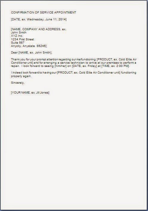 Service Appointment Confirmation Email Templates