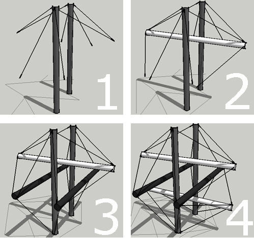 Ropes and Poles: Bunny Park tensegrity cube