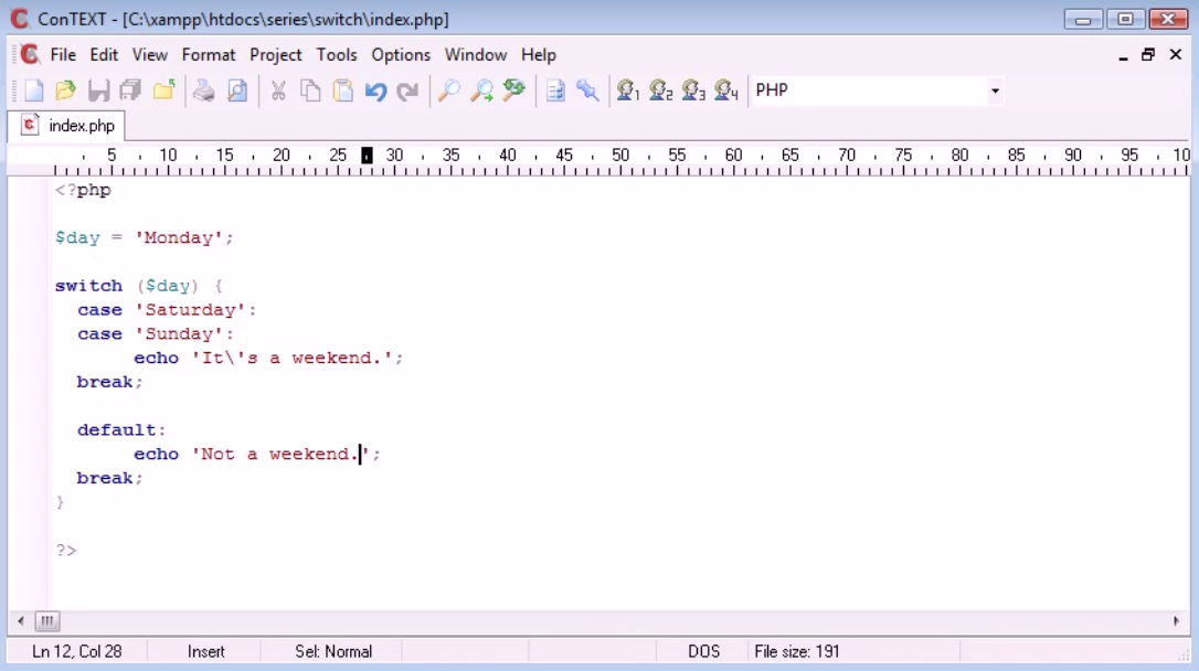 ExtraTutorials: Switch Statement in php