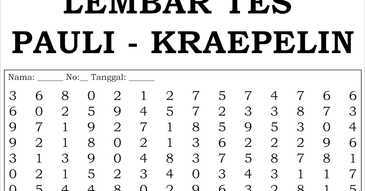 Cara Membuat Lembar Tes Pauli - Kraepelin - Psikotes Dunia Kerja