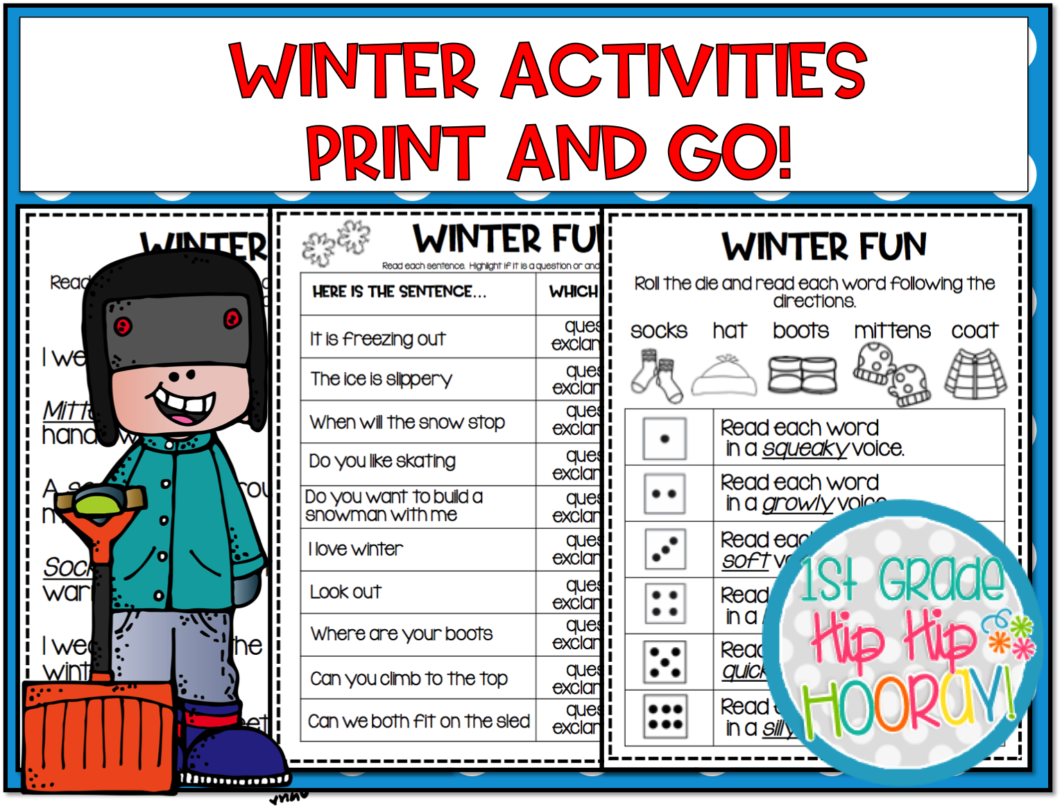 1st Grade Hip Hip Hooray!: Winter Math and Literacy Activities...Print ...
