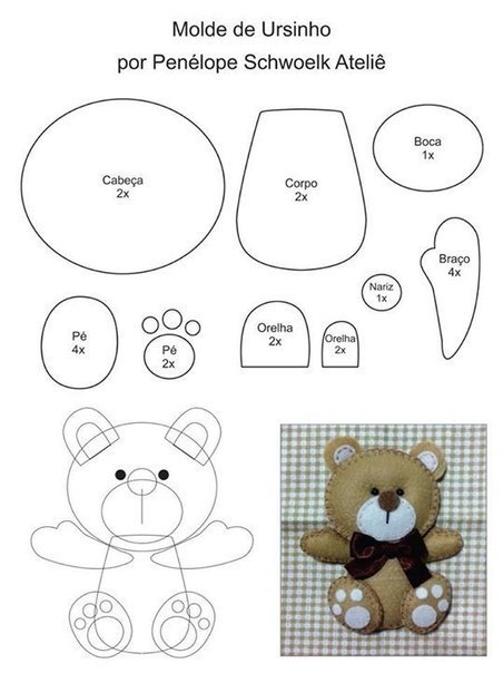 8 Moldes de tiernos ositos para coserlos en fieltro o en peluche ...