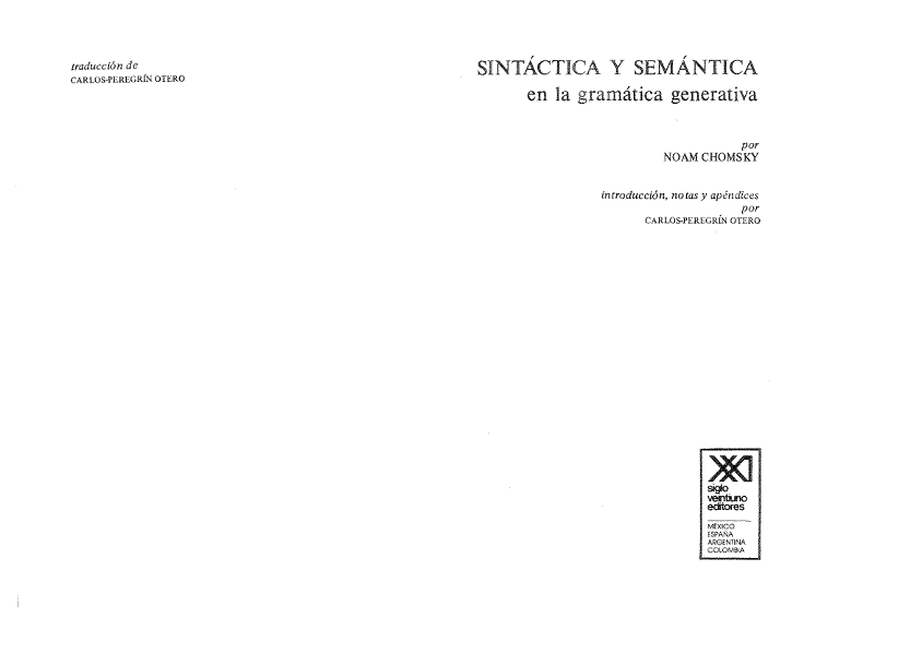 GEO GPS PERÚ: Sintáctica y Semántica en la Gramática Generativa - Noam ...