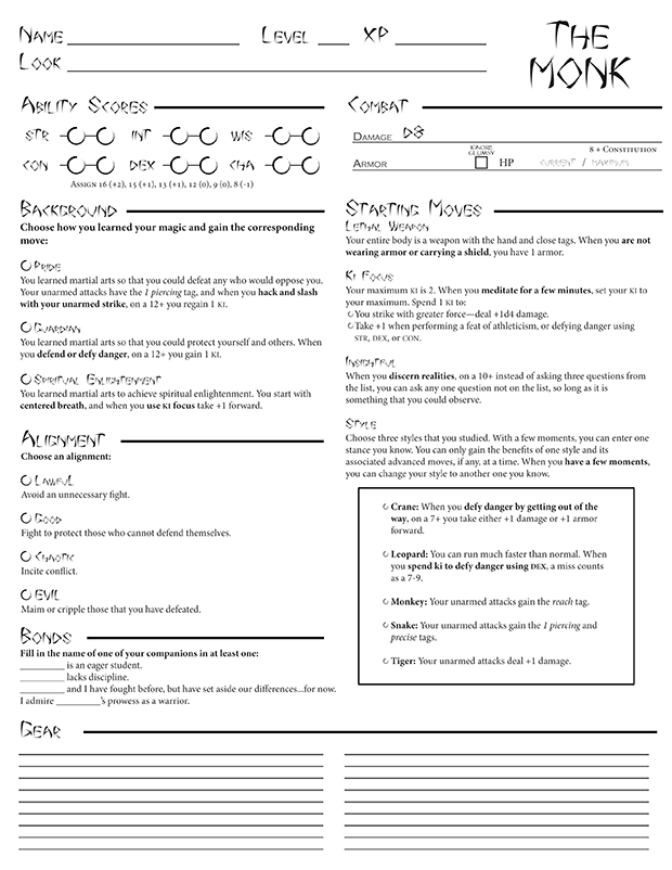 Dungeon World: The Monk - Points of Light