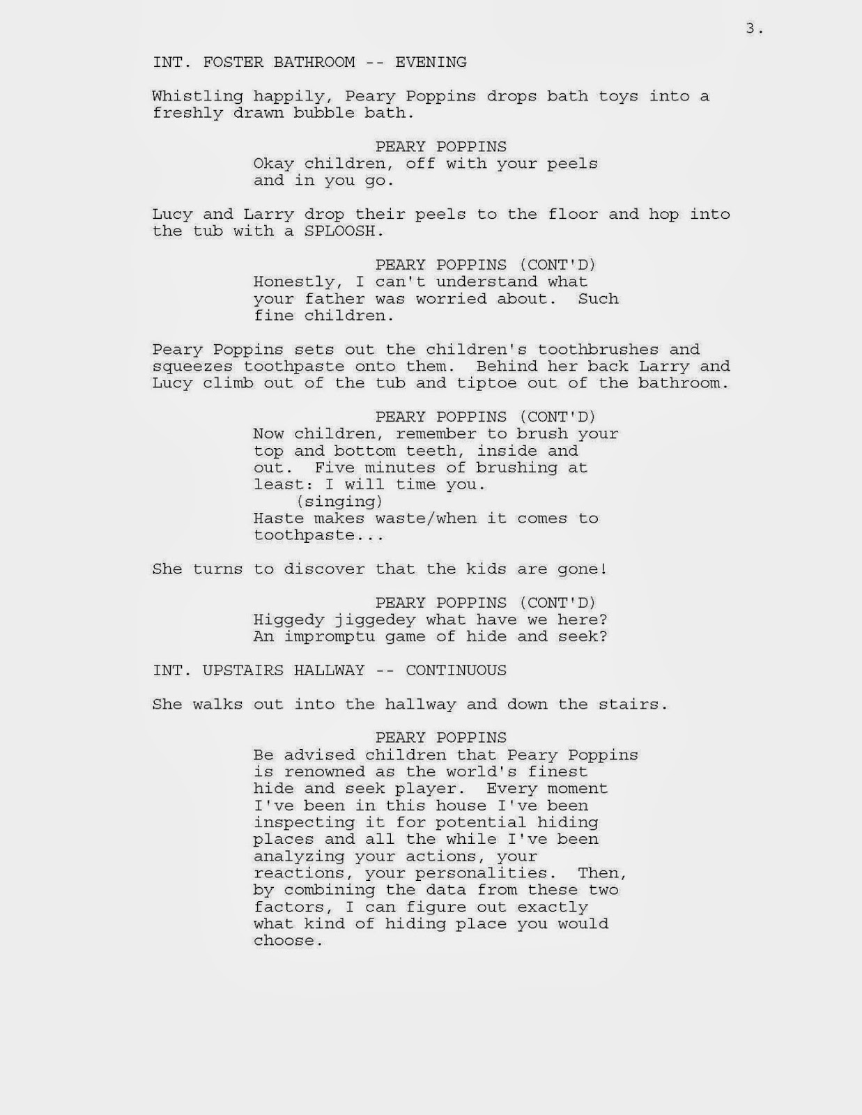 WRITING SAMPLE: PEARY POPPINS AND THE BANANA TWINS (ANIMATED SHORT ...