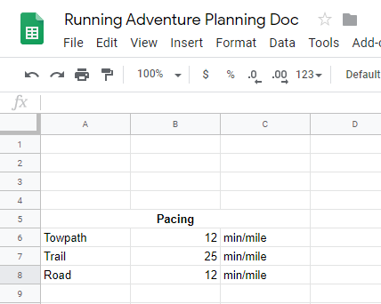 Ben's Journal: One Route to a Route Planning Spreadsheet