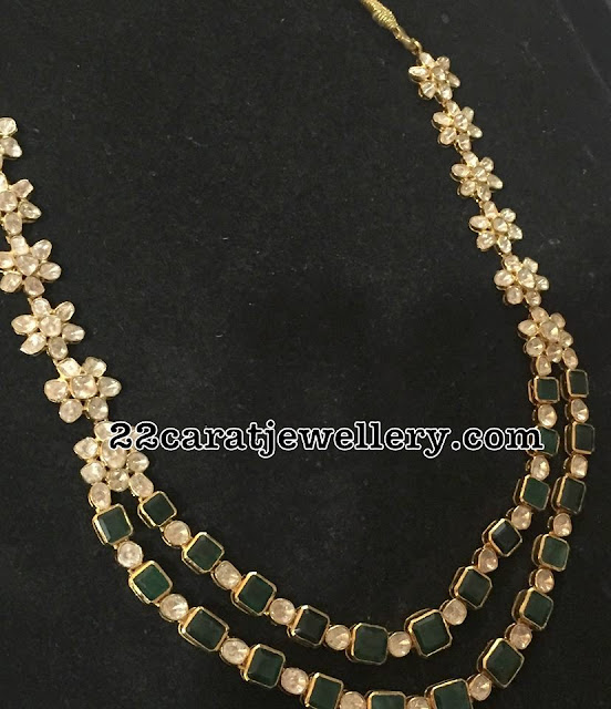 Two Layer Emerald Diamond Sets - Jewellery Designs