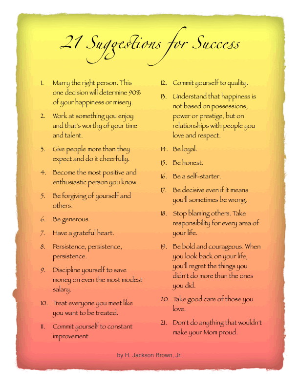 Momma Maven: 21 Suggestions for Success, A Printable