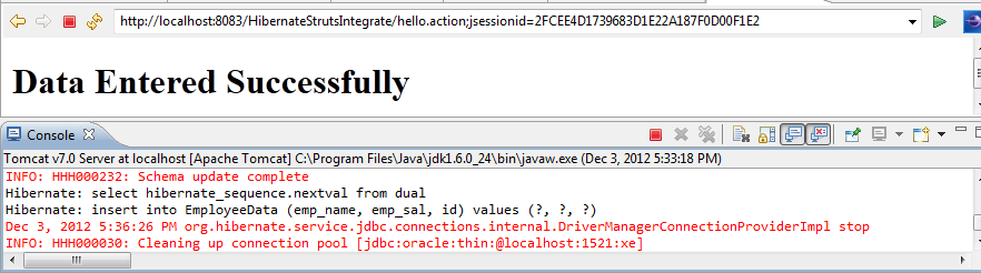 Technology Comes With Idea Hibernate Struts Integration Using Eclipseoracle And Hibernate
